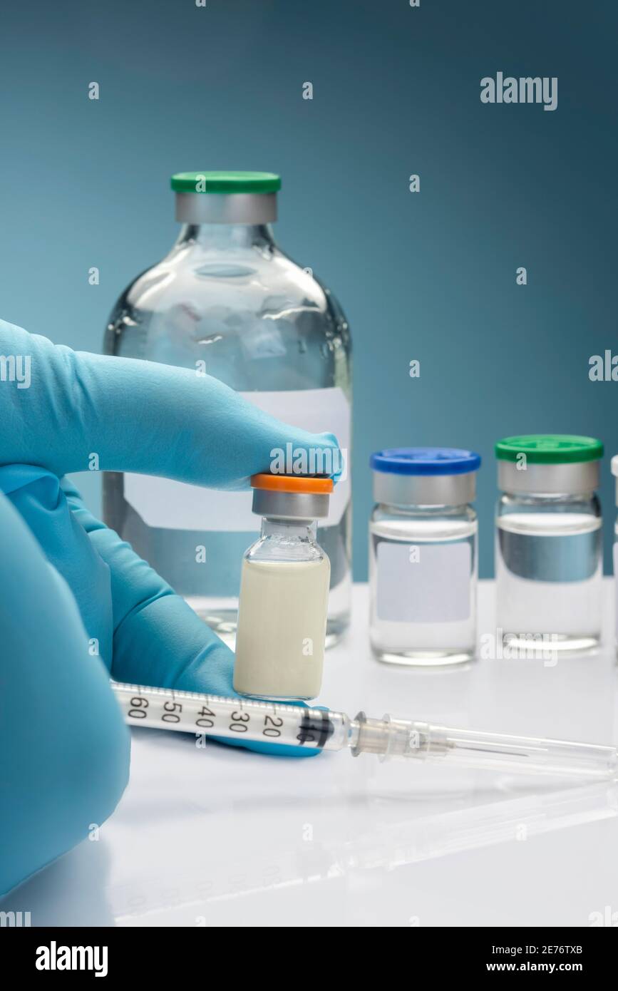 covid-19, coronavirus vaccine ampoule, bottle for injection Stock Photo ...