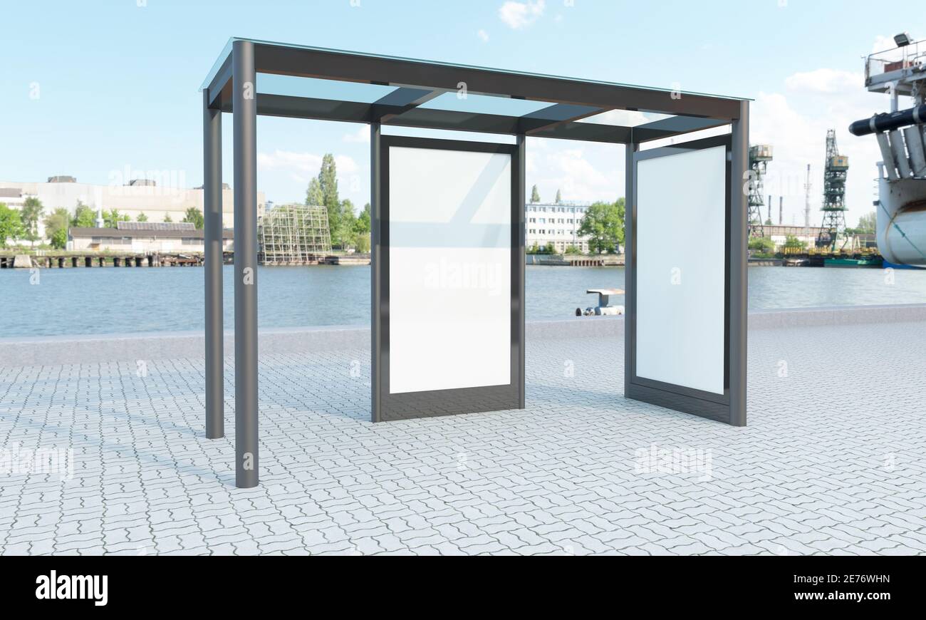 3D rendering of a bus stop Stock Photo - Alamy