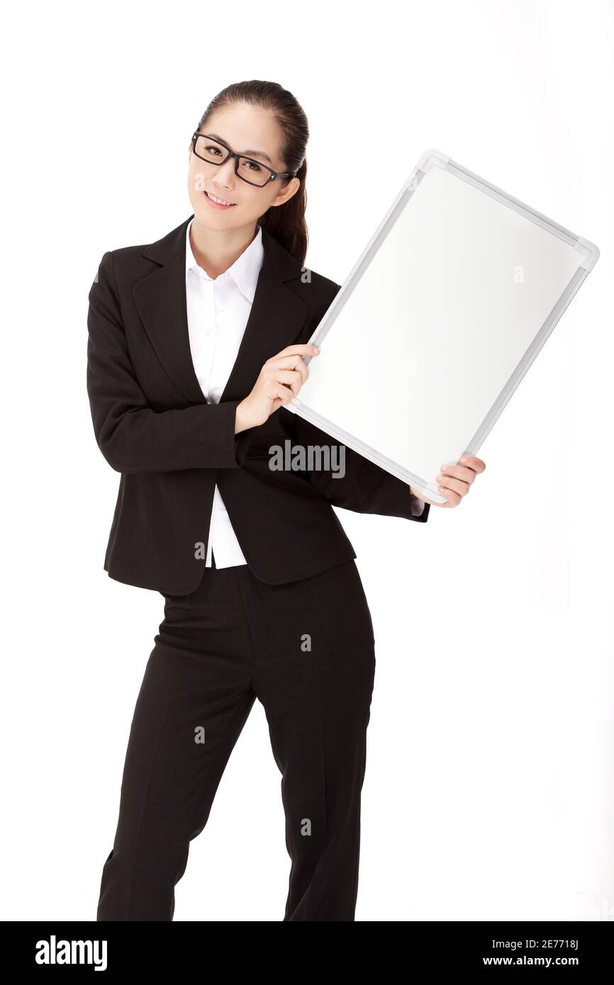 Business lady with white board high quality photo Stock Photo - Alamy