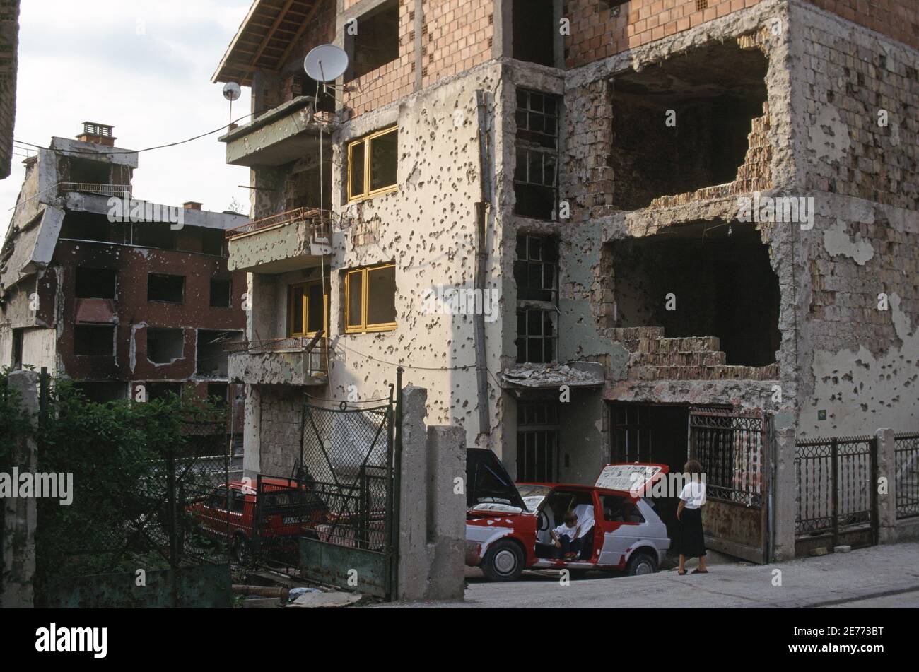 War damaged house where people were still living in the 1990s after the ...