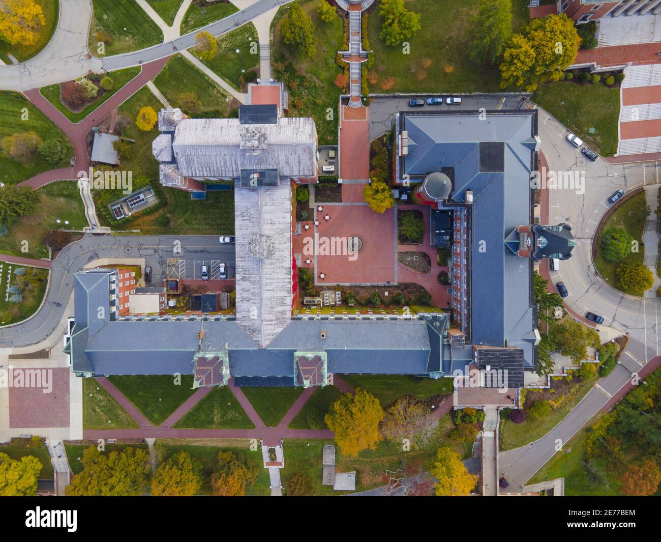 College of the Holy Cross main building top view in 1 College Street in ...