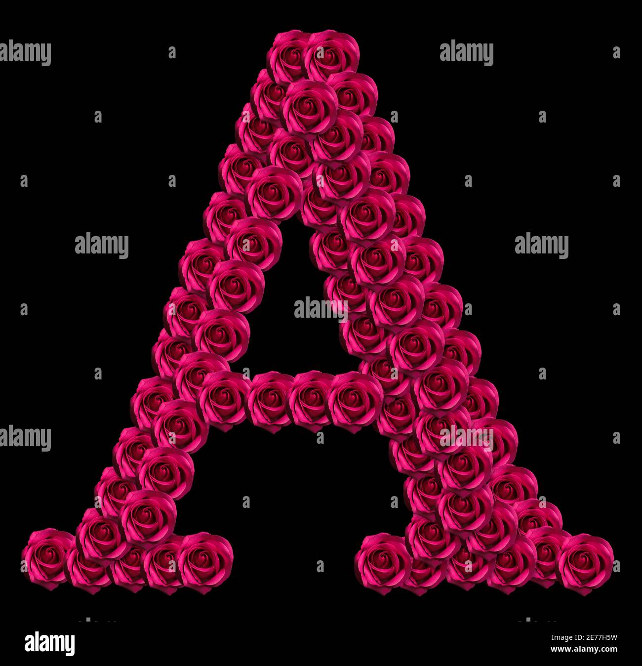 romantic concept image of a capital letter A made of red roses ...