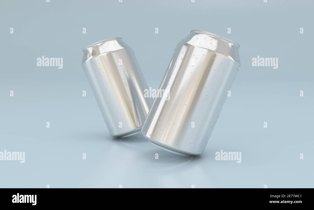 Isolated shot of the unlabeled tin can of alcoholic and non-alcoholic ...