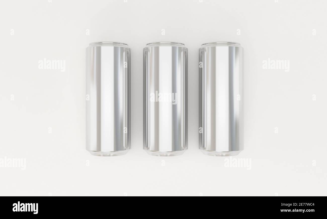 Isolated shot of the unlabeled tin can of alcoholic and non-alcoholic ...