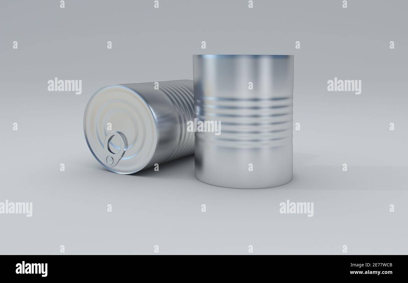 Isolated shot of the unlabeled food tin can on a grey background Stock ...