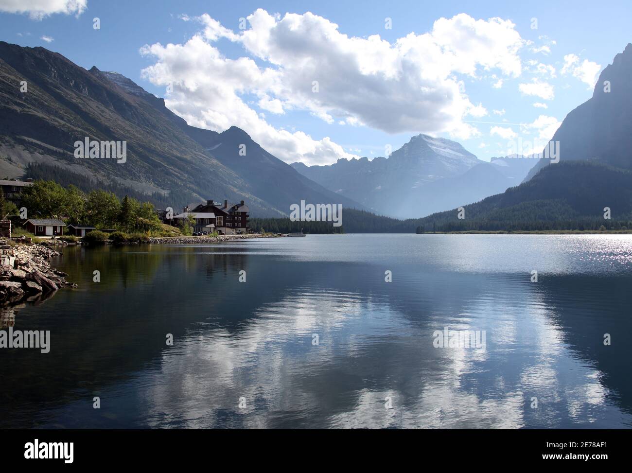 Swiftcurrent Lake, Many Glacier section of Glacier National Park ...