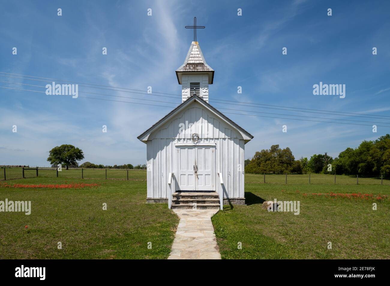 Entrance to St. Martins Catholic Church in Roundtop Texas. The world's ...