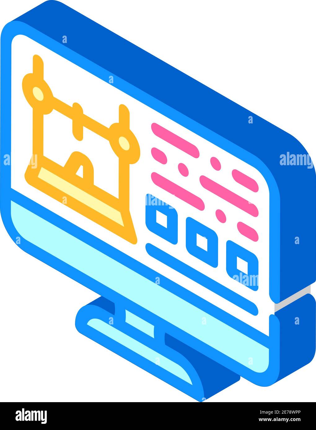monitor with printer settings isometric icon vector illustration Stock ...