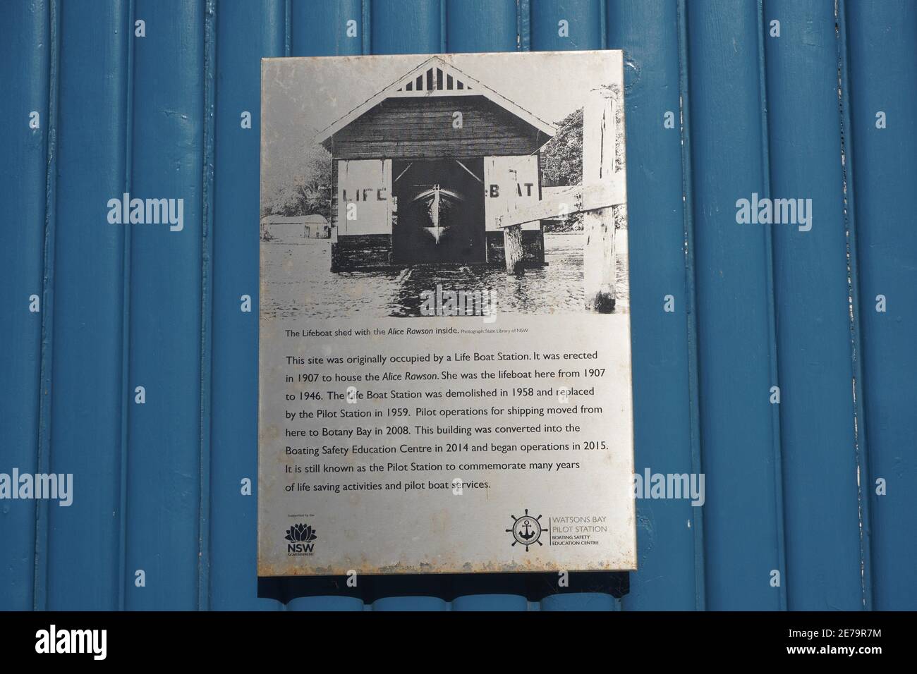 Notice on an exterior Wall of Watsons Bay Pilot Station giving a Brief ...