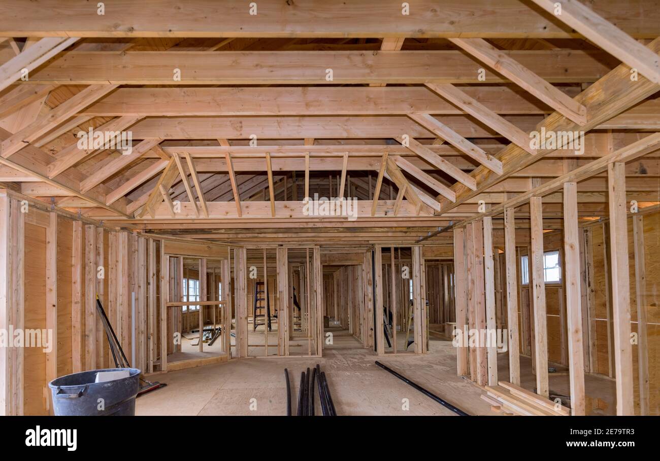 Framing beam of new house under construction home beam construction ...