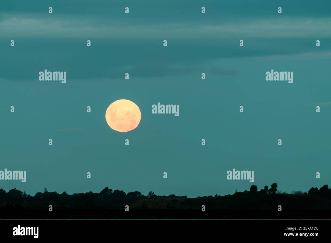 Orange color moon in retro colr tone dark sky for night background or ...