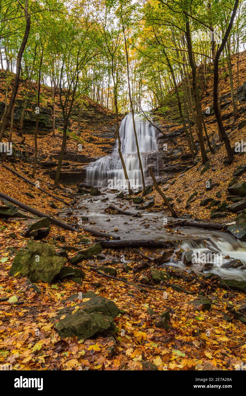 Niagara Escarpment Bruce Trail Autumn Waterfalls and Forest Stock Photo ...