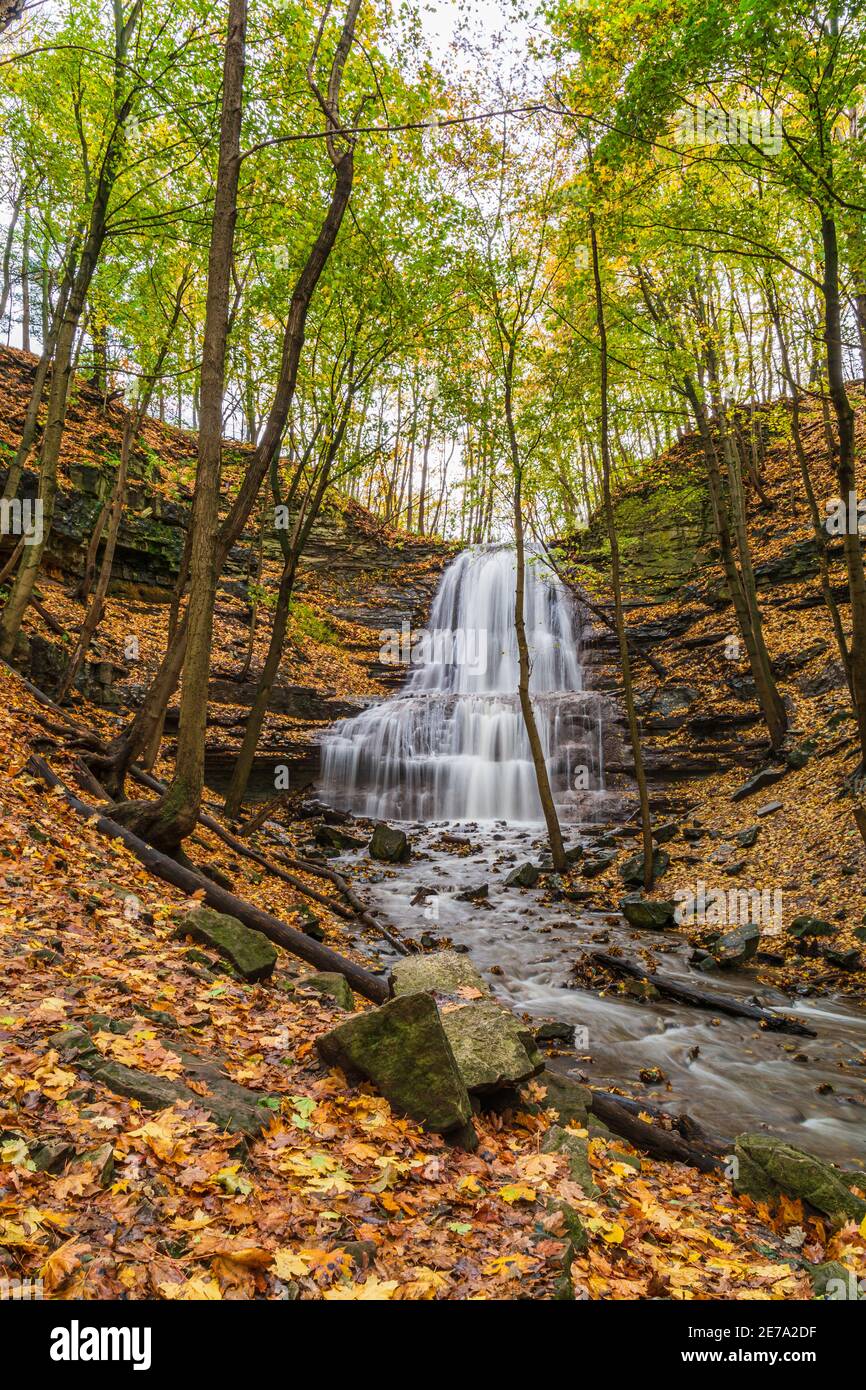 Niagara Escarpment Bruce Trail Autumn Waterfalls and Forest Stock Photo ...
