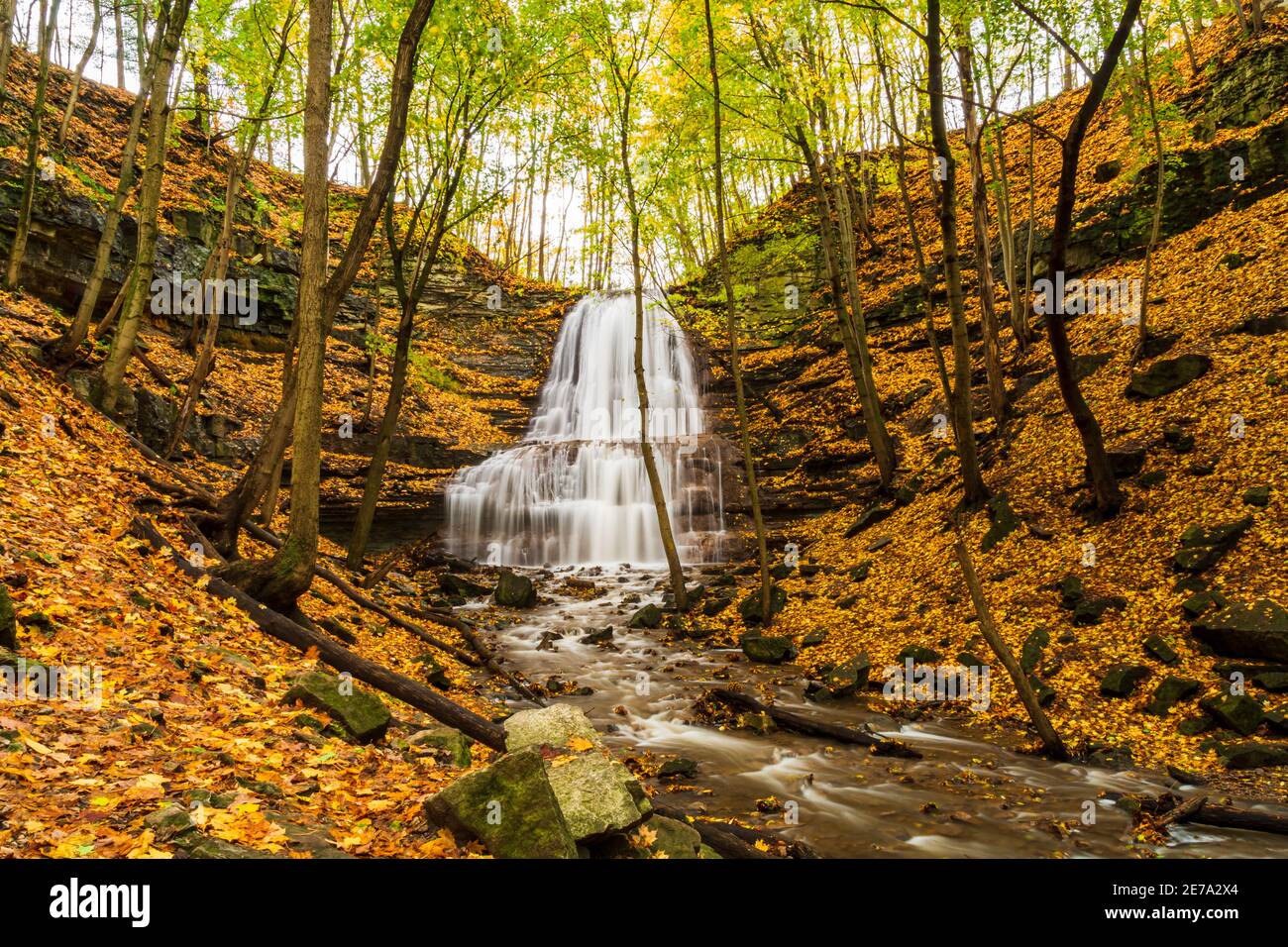 Niagara Escarpment Bruce Trail Autumn Waterfalls and Forest Stock Photo ...