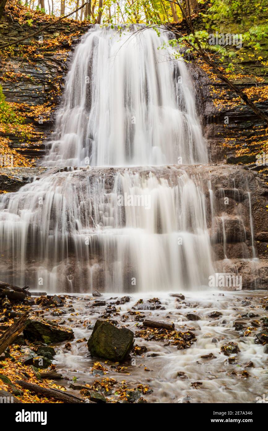 Niagara Escarpment Bruce Trail Autumn Waterfalls and Forest Stock Photo ...
