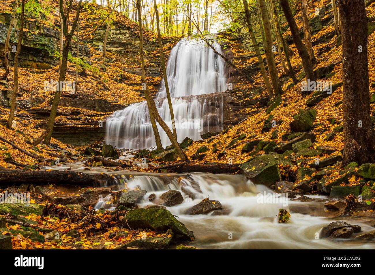 Niagara Escarpment Bruce Trail Autumn Waterfalls and Forest Stock Photo ...
