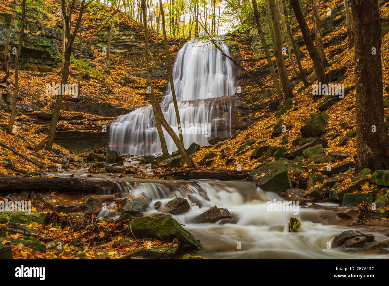 Niagara Escarpment Bruce Trail Autumn Waterfalls and Forest Stock Photo ...