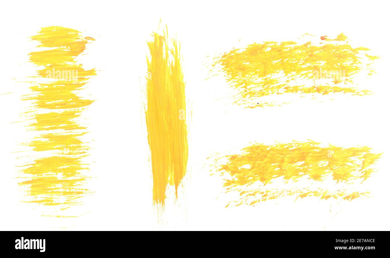 Yellow strokes isolated on white Stock Photo - Alamy