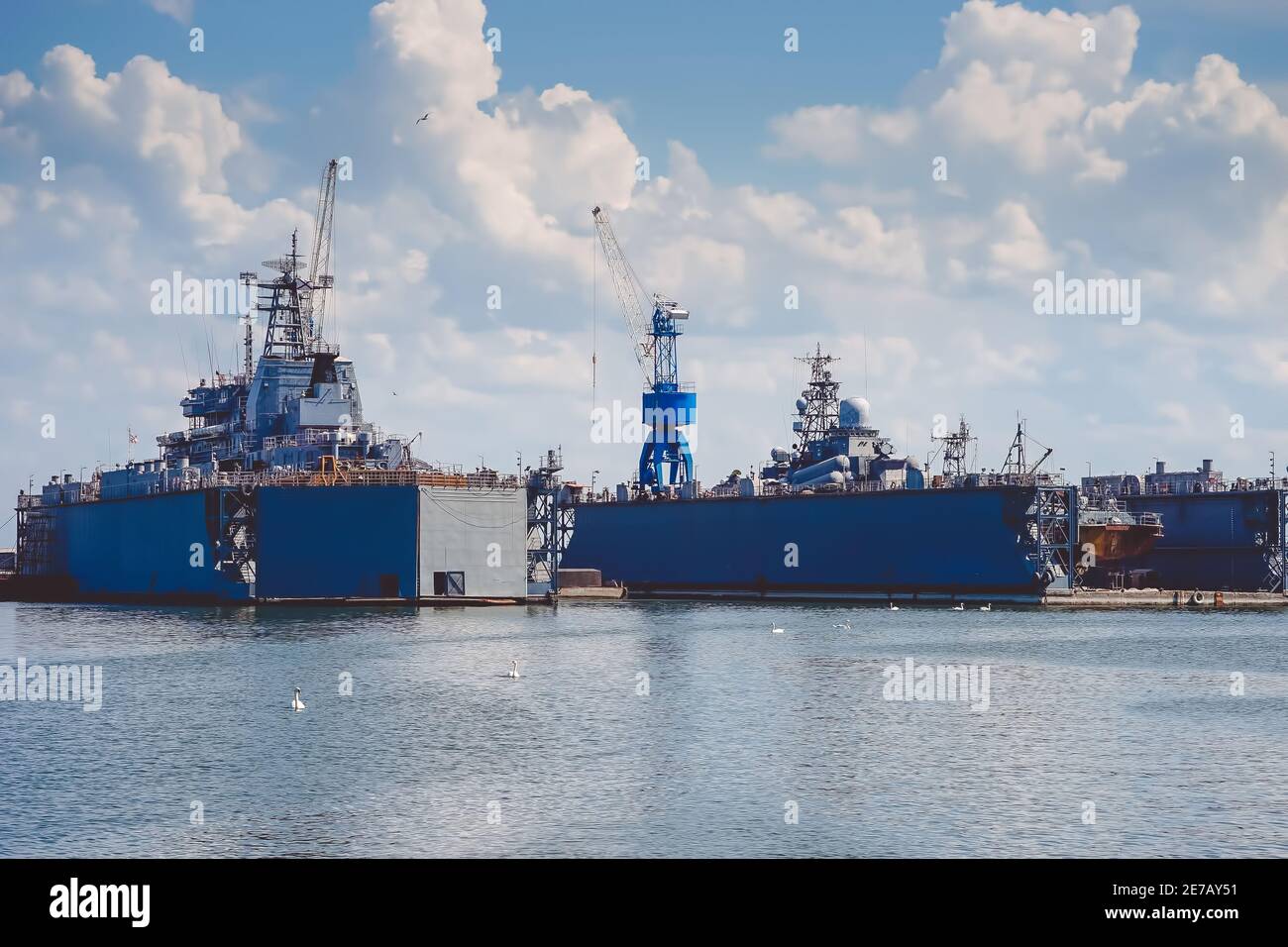Baltiysk, Russia. Floating ship docks on the background of the sea ...