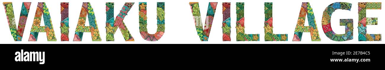 Hand-painted art design. Illustration Vaiaku village is the capital of ...