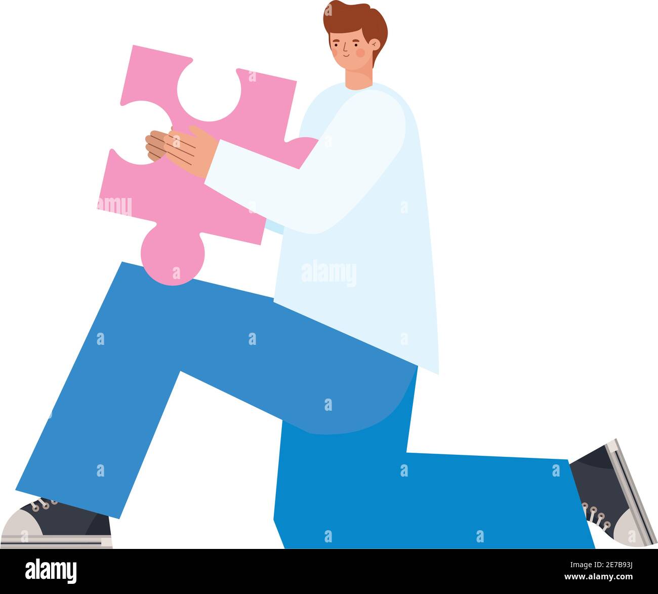 man with blue jeans and puzzle piece Stock Vector Image & Art - Alamy