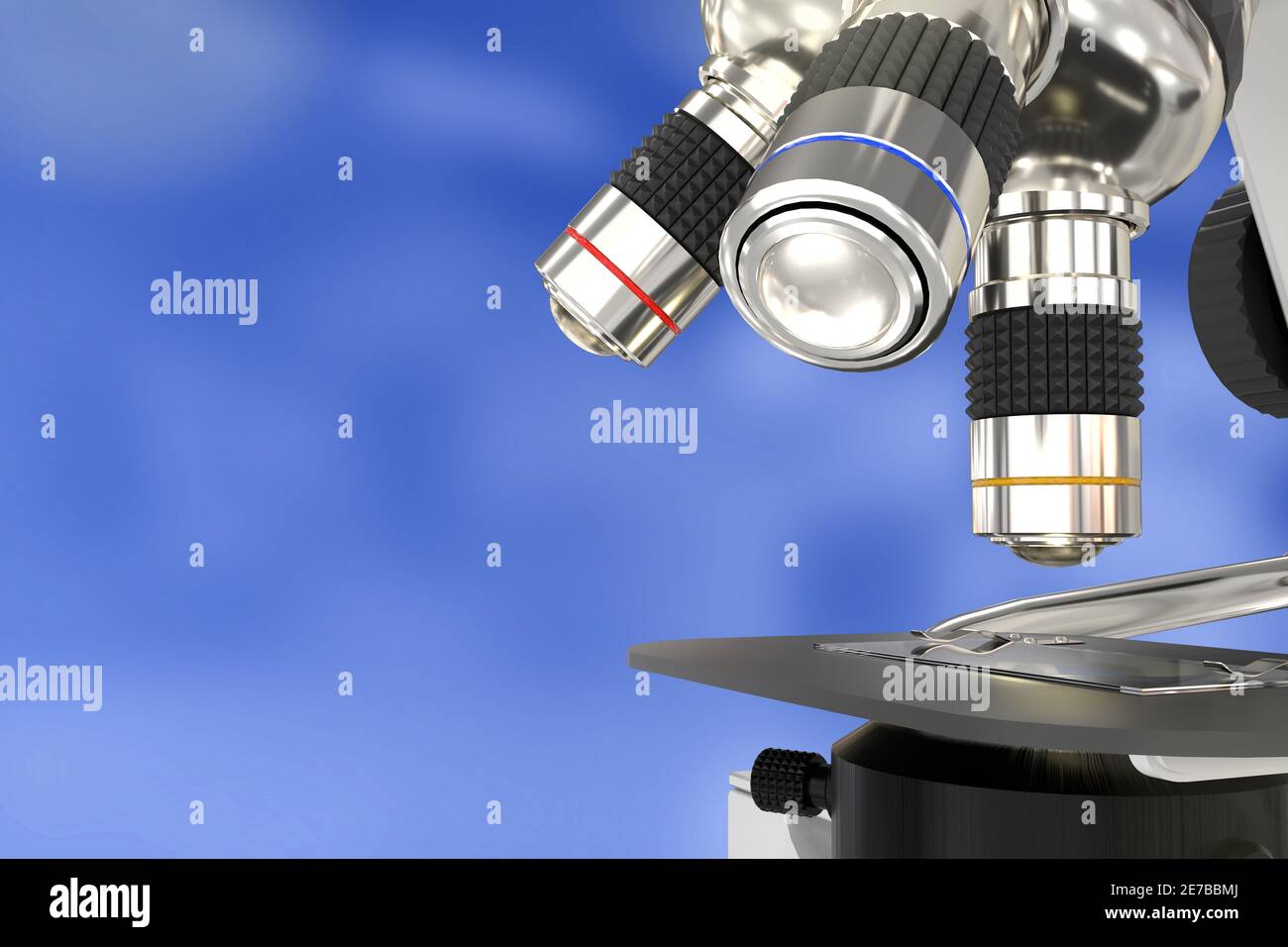 cell discovery concept, laboratory electronic scientific microscope on ...