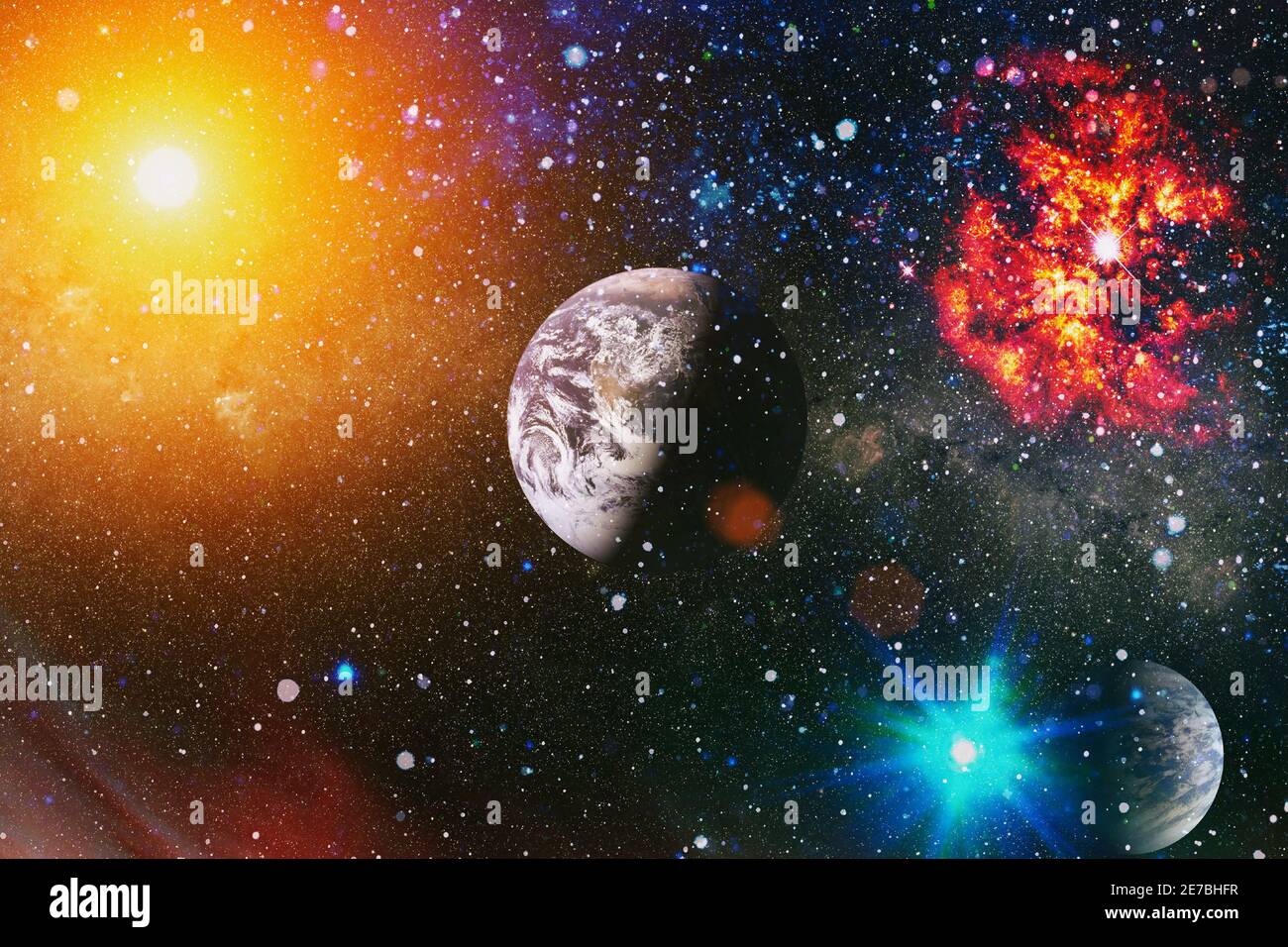 Sparkling violet cosmic pattern with soft blur on dark background ...