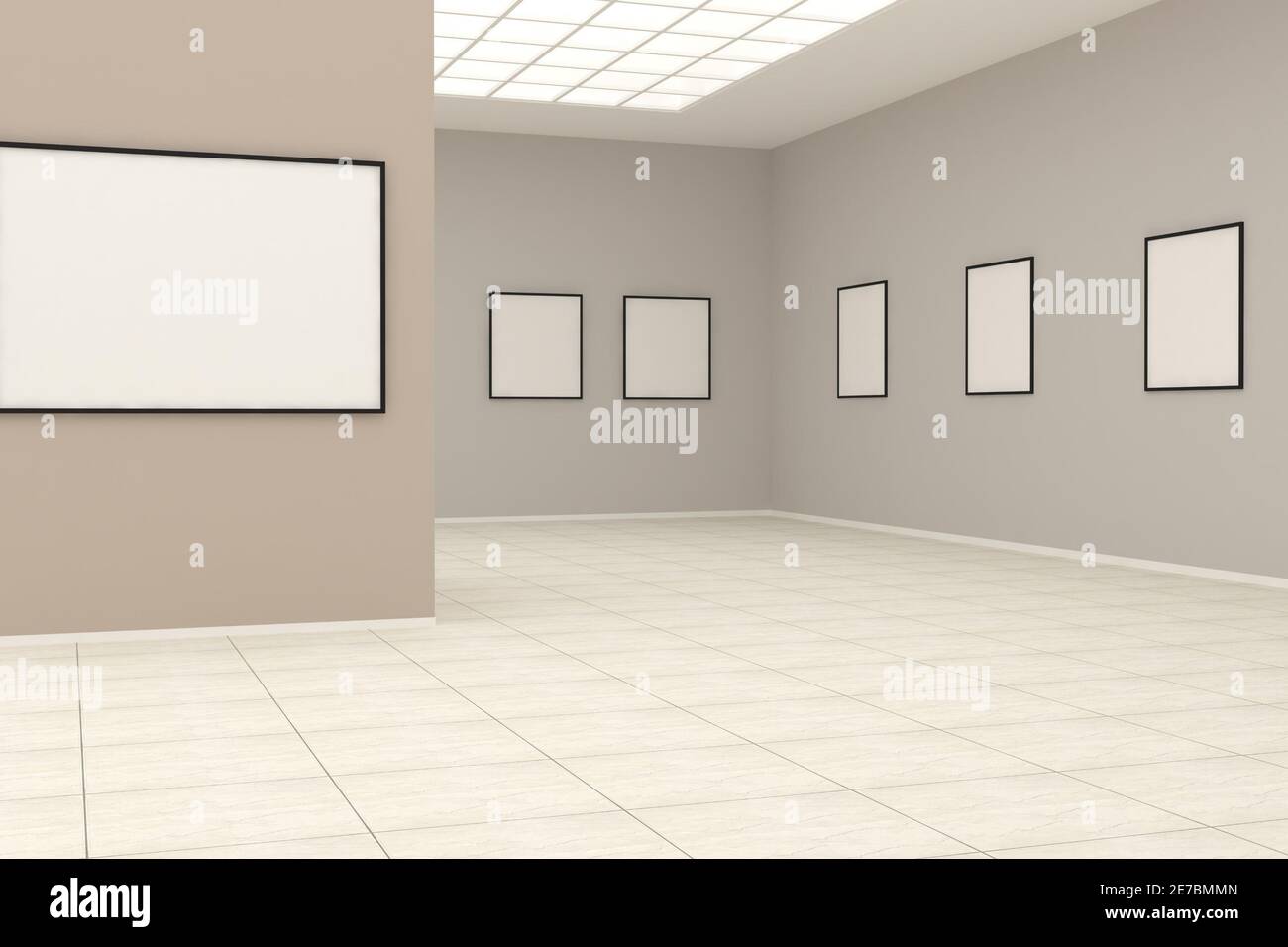 3D rendering of an empty Museum hall Stock Photo - Alamy