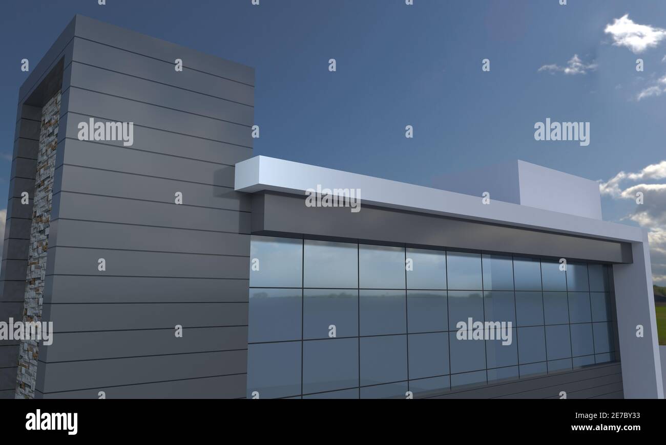 3D rendering of the modern building facade Stock Photo - Alamy