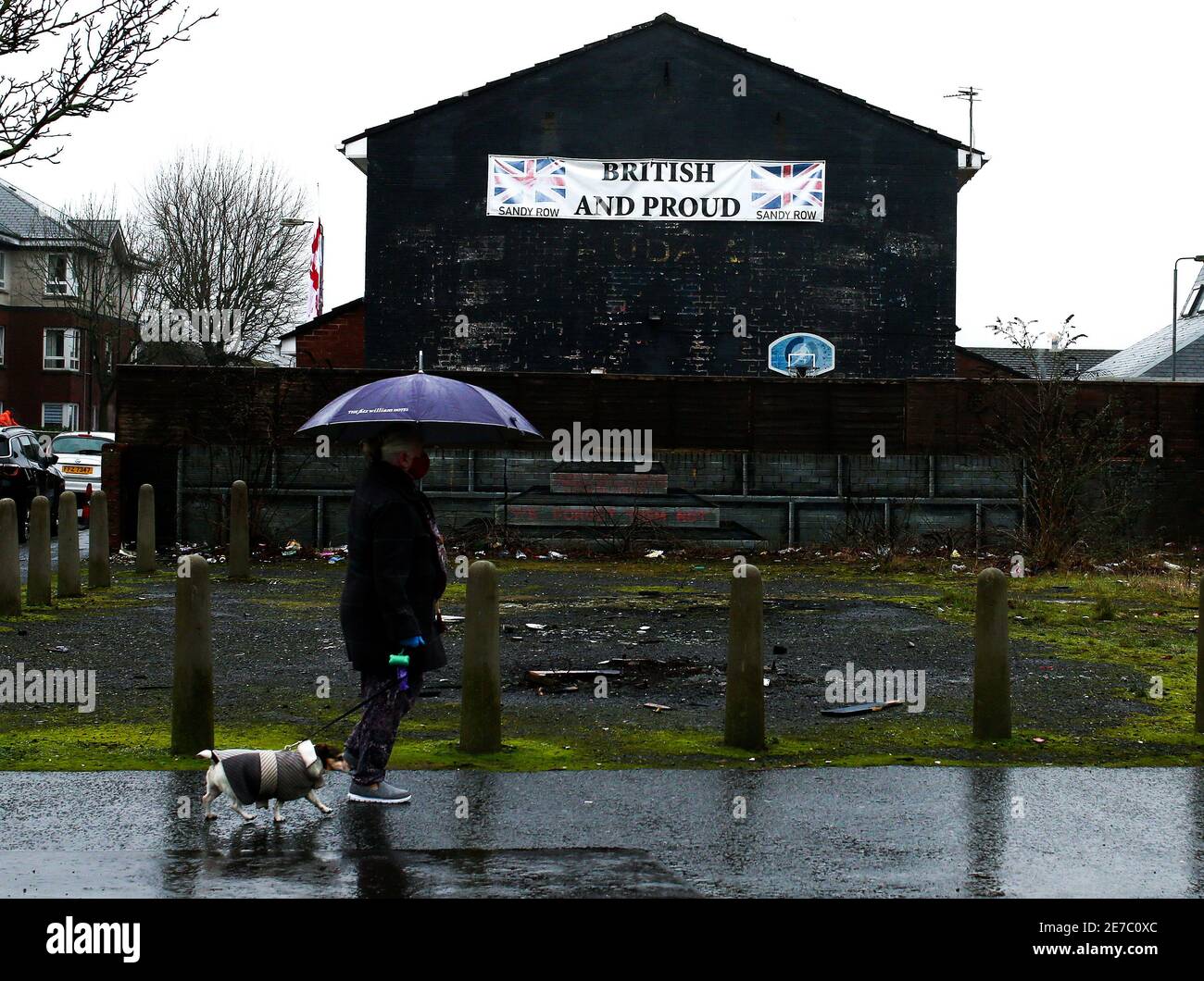 Shops and business in the loyalist and unionist area of Sandy Row in ...