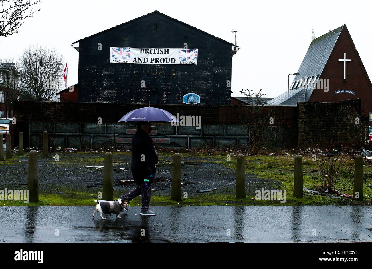 Shops and business in the loyalist and unionist area of Sandy Row in ...