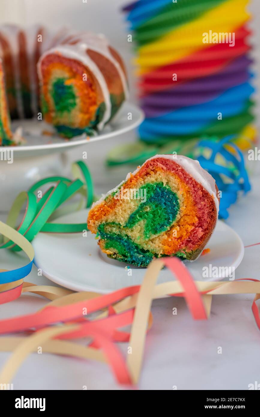 Sweet Home Made Colorful Rainbow Sponge Cake Stock Photo - Alamy