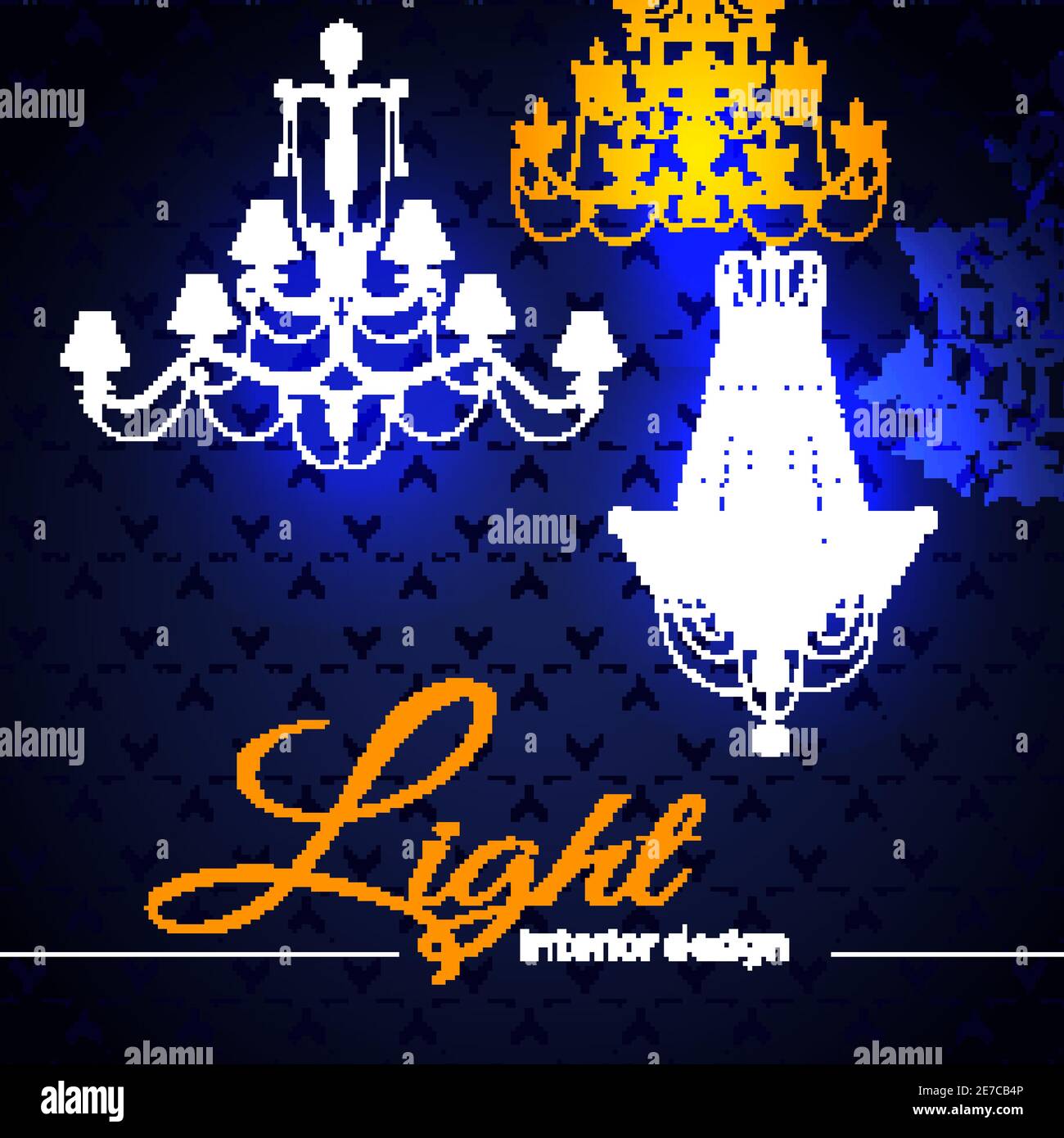 Luxury chandeliers poster with retro ornament on background vector ...