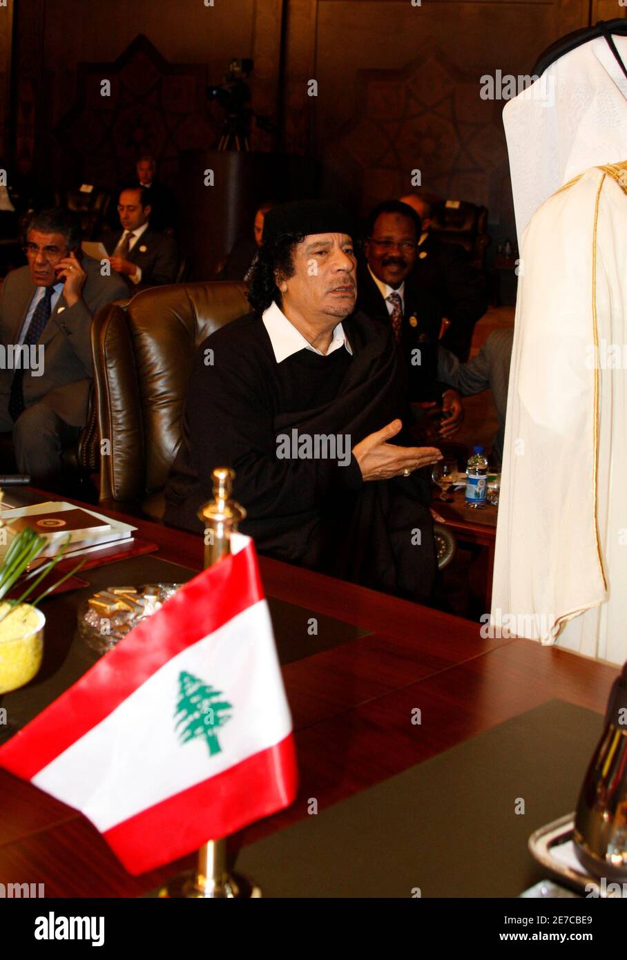 Libyan leader muammar gaddafi attends hi-res stock photography and ...