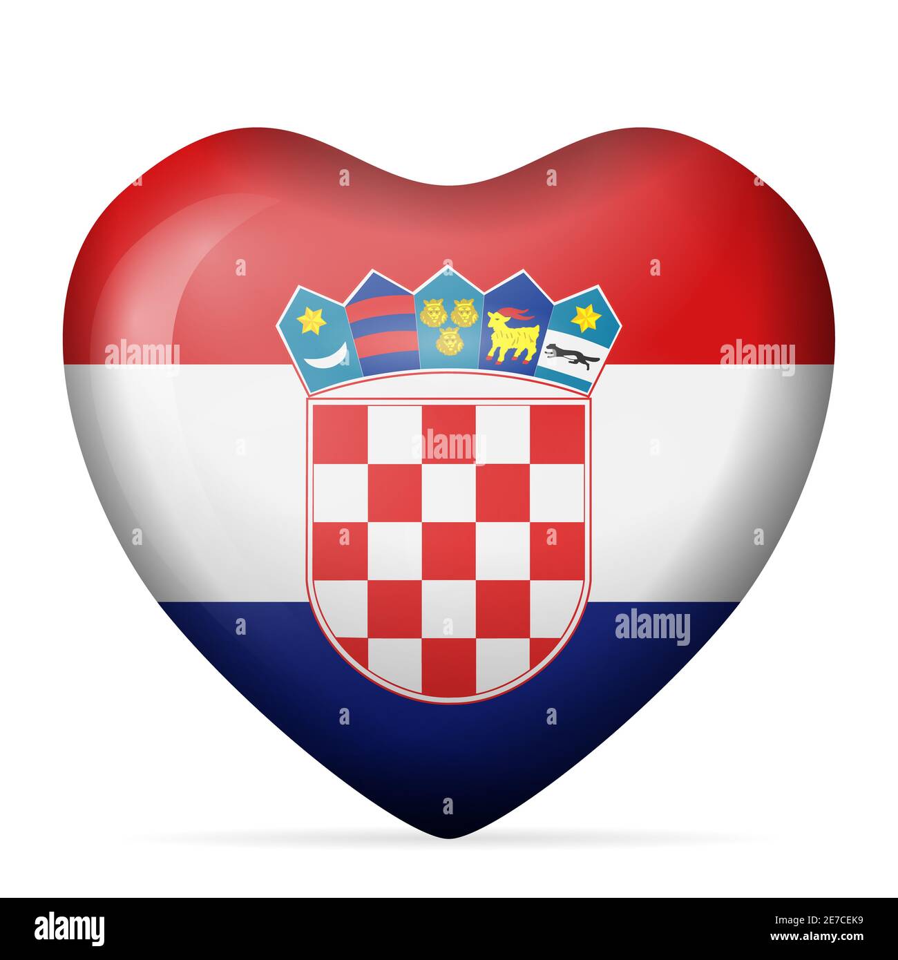 Heart Croatia flag on a white background. Vector illustration Stock ...