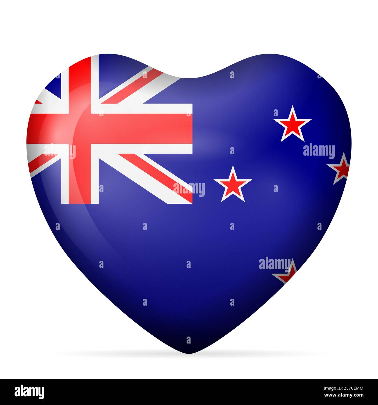 Heart New Zealand flag on a white background. Vector illustration Stock ...