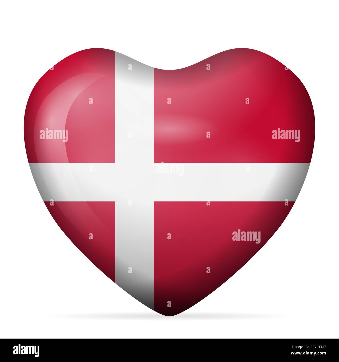 Heart Denmark flag on a white background. Vector illustration Stock ...