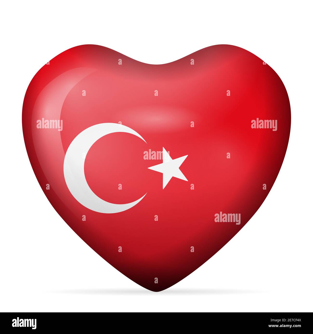 Heart Turkey flag on a white background. Vector illustration Stock ...