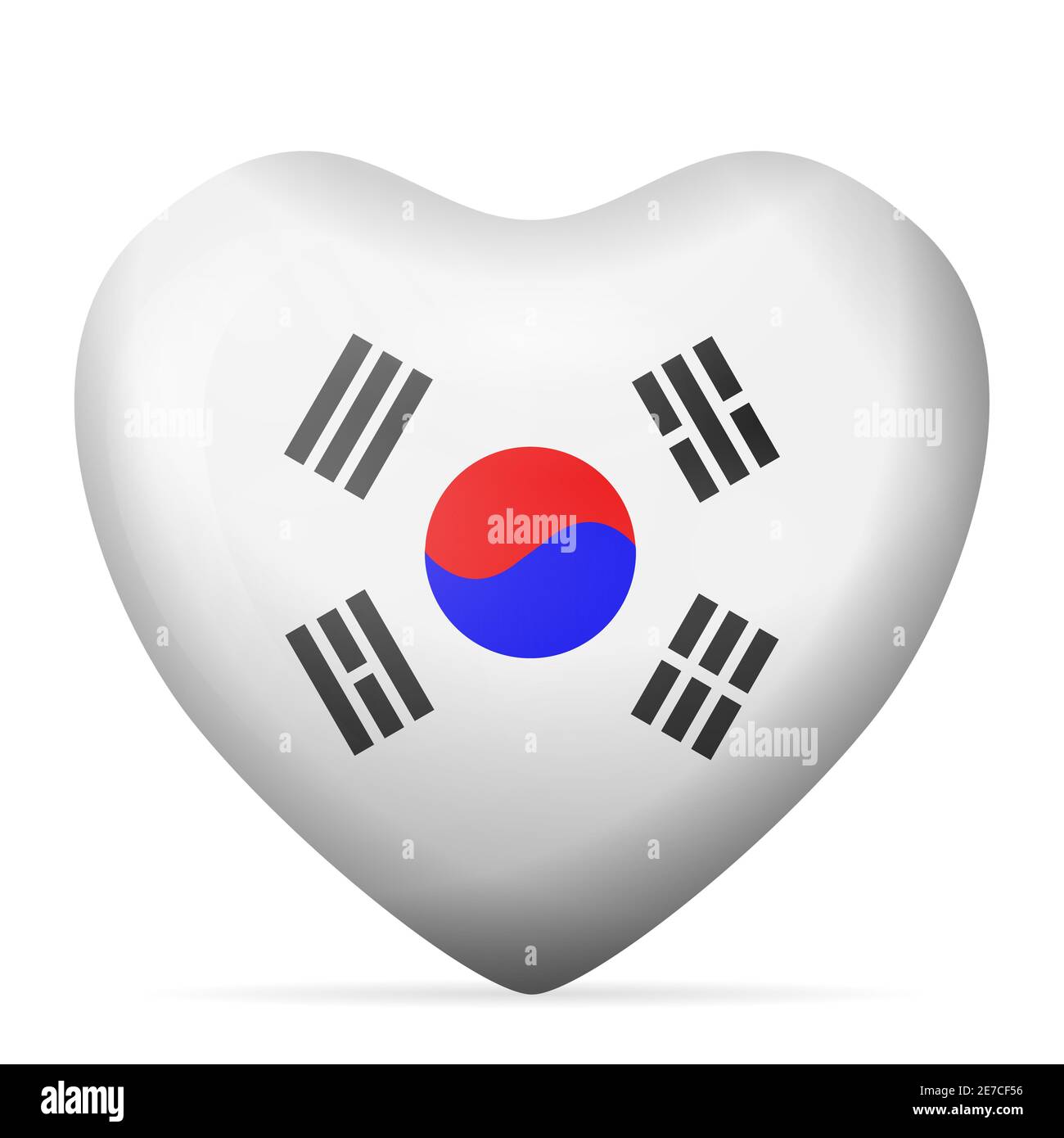 Heart South Korea flag on a white background. Vector illustration Stock ...