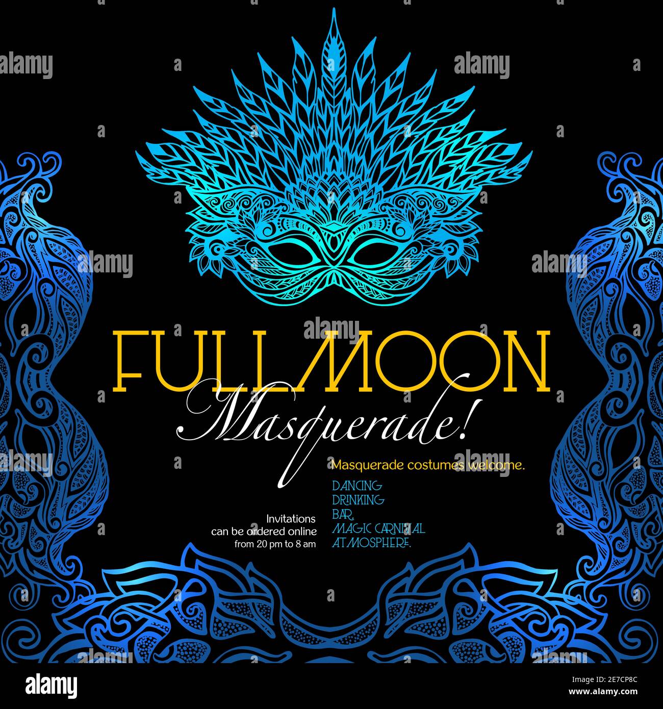 Masked Ball Party Invitation Masquerade Ball/Carnival Murder Mystery