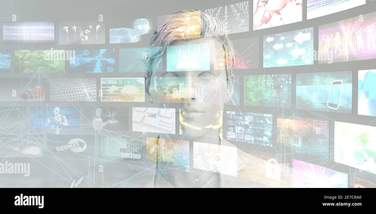 Man Accessing Technology Information and Multimedia Content on Internet ...