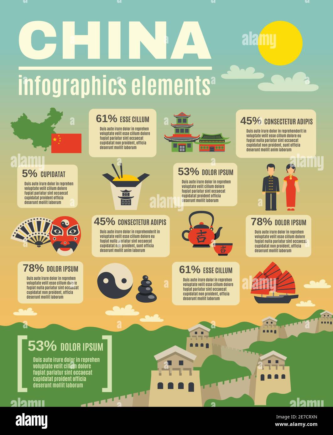 Infographic presentation elements composition poster on chinese ...