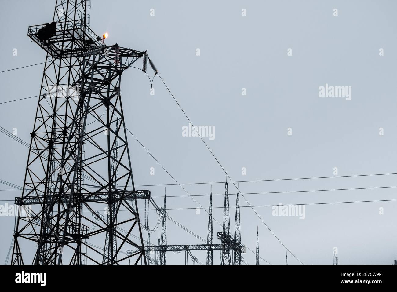 High voltage post or High voltage tower Stock Photo - Alamy