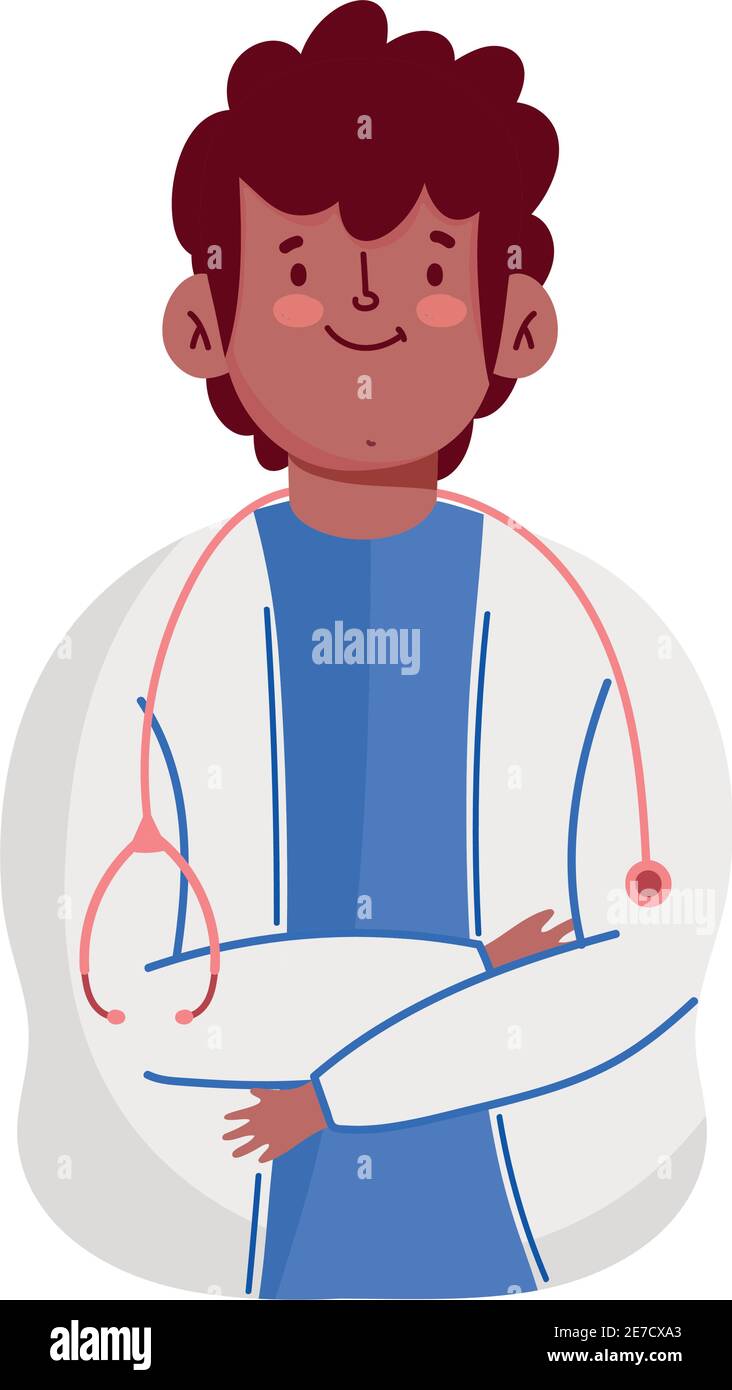 doctor cartoon character professional white background vector ...