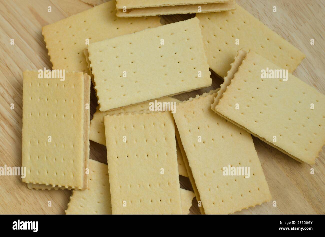 Sandwich Cream Crackers with Hot Tea for Breaking Time Stock Photo - Alamy