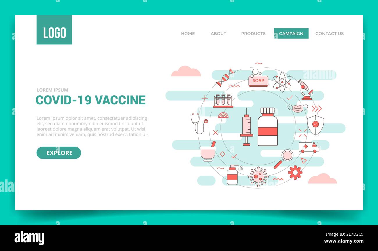 corona covid-19 vaccine concept with circle icon for website template ...