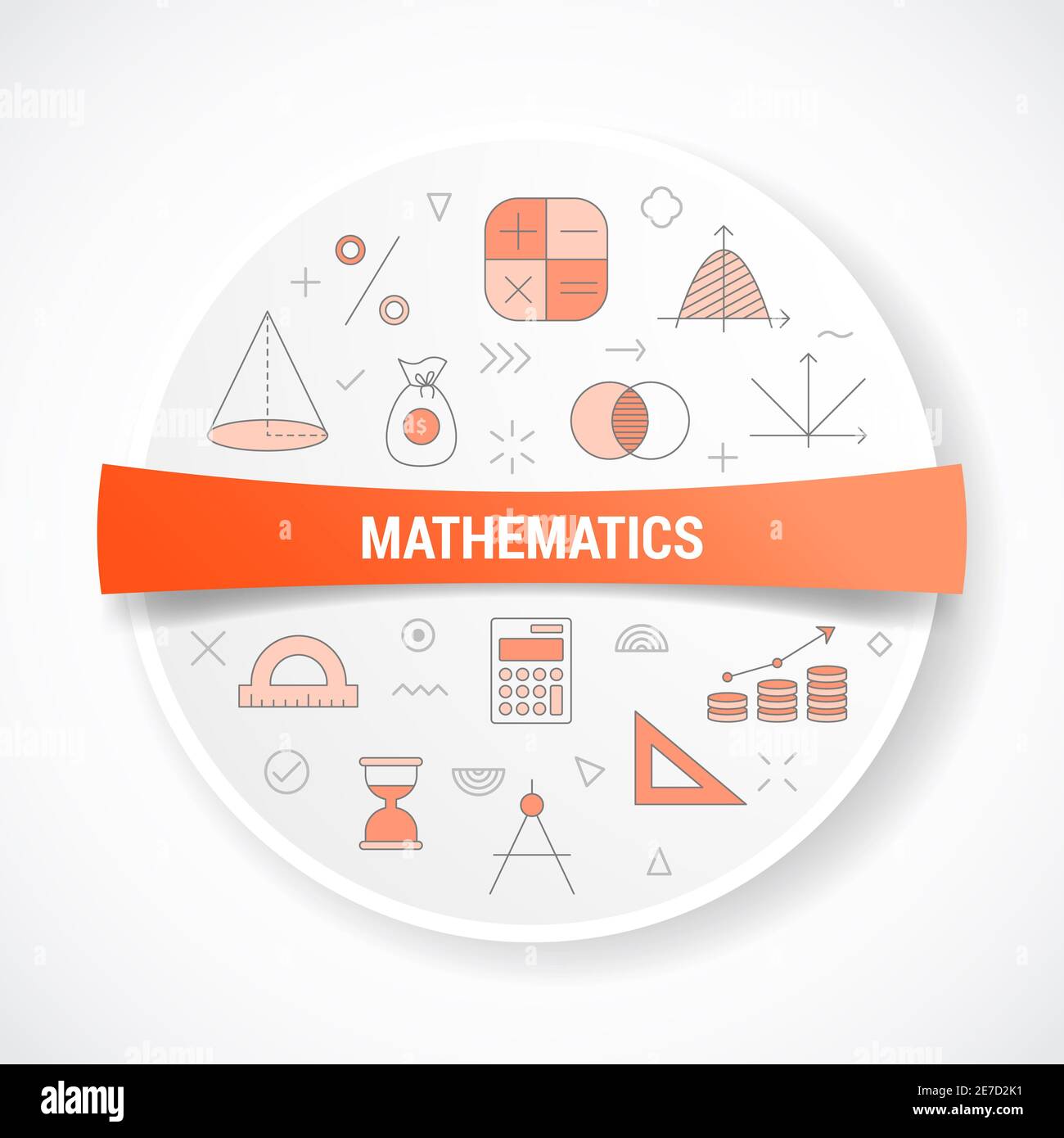 mathematics with icon concept with round or circle shape vector ...