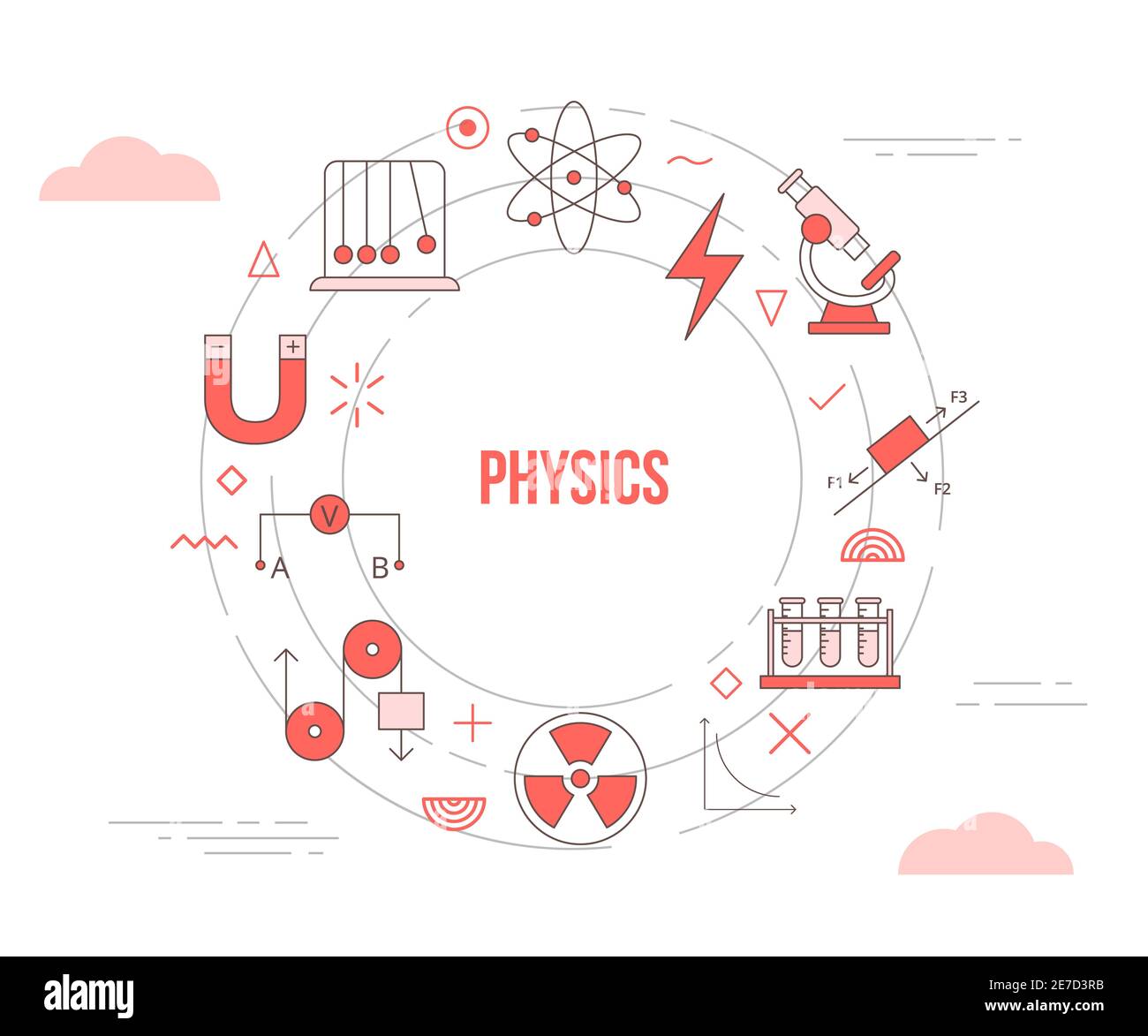 physics concept with icon set template banner with modern orange color ...
