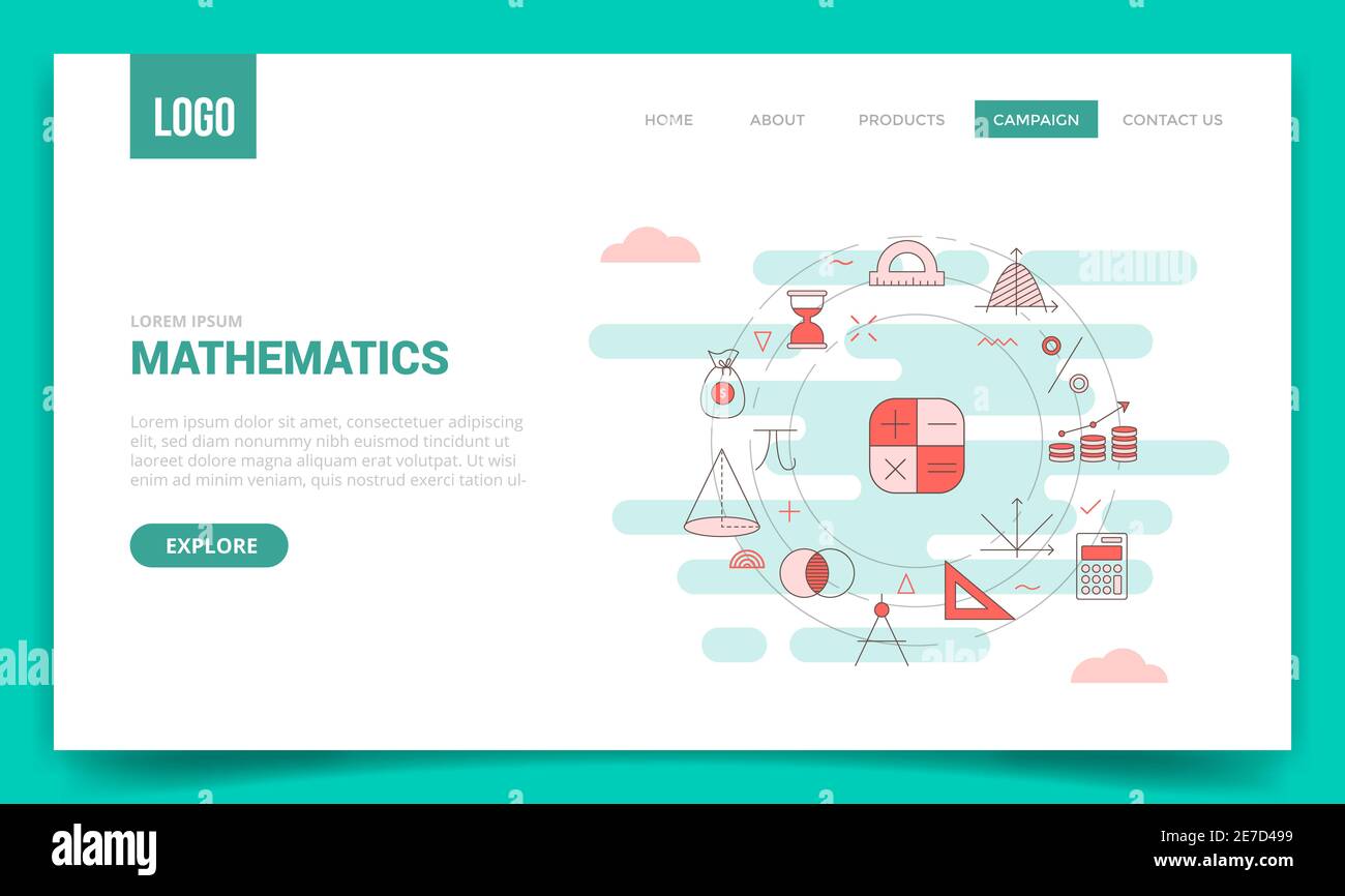 mathematics concept with circle icon for website template or landing ...