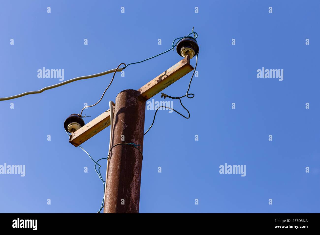 Old electricity pole and blue sky in Turkey Stock Photo - Alamy